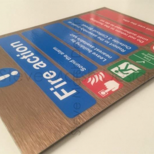 Chic Stainless Steel Fire Action Signs - Steve Marsh Design
