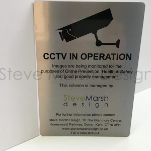 Bespoke-Chic Stainless Steel CCTV Signs - SMD Steve Marsh Design